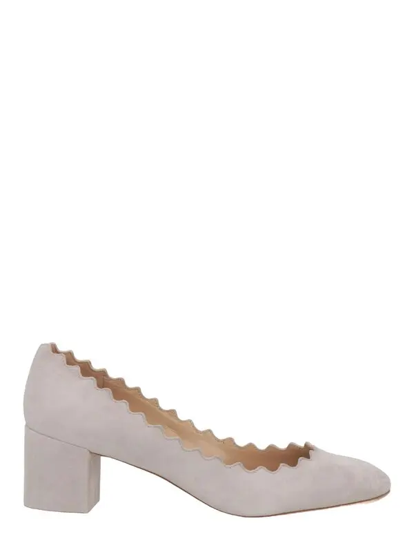 Chloé Leather Block Heel Pumps - Gray