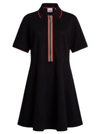 Burberry Short Sleeve Zip-up Polo Dress - Black