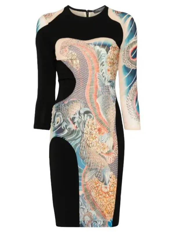 Alexander McQueen Printed Mini Dress - Black/multicolor