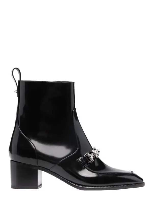 CHRISTIAN LOUBOUTIN Chain Ankle Boots With Silver Hardware - Black