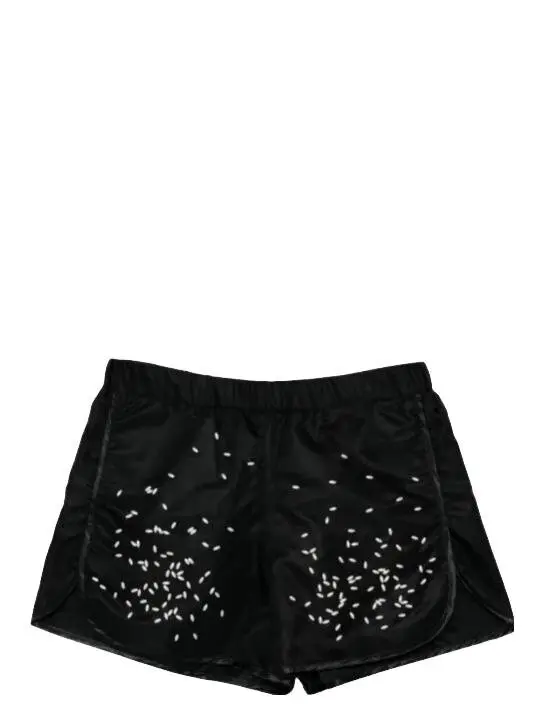 DOUBLET Spilled Rice Embellished Elastic Waist Shorts - Black