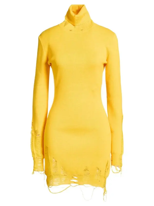 MAISON MARGIELA Slim-fit Knit Dress With Distressed Details - Yellow