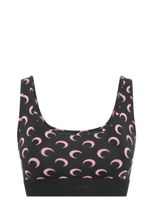 MARINE SERRE Moon-print Sports Bra - Black