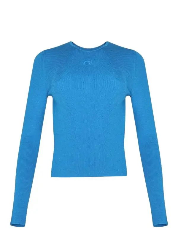 MARINE SERRE Fine-ribbed Long Sleeve Sweater - Blue