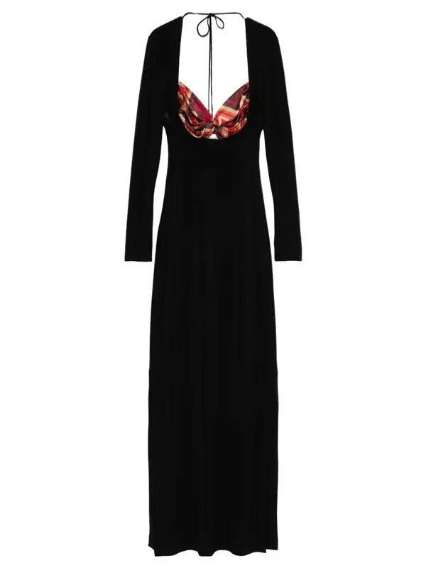 MARINE SERRE Scarf-detailing Maxi Dress - Black