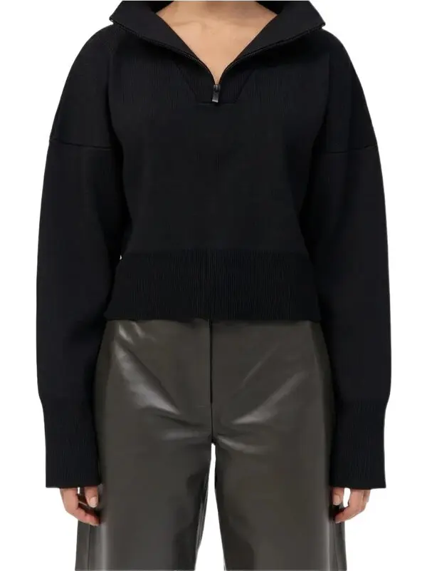 ST. AGNI Milano Quarter-zip Knit Sweater - Black