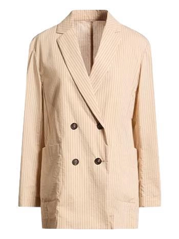 Brunello Cucinelli Striped Double-breasted Blazer - Nude