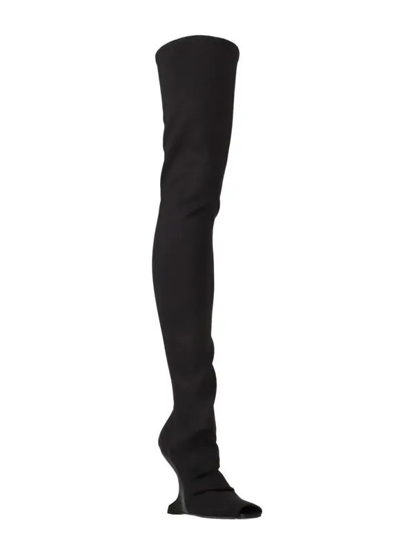 Rick Owens Thigh-high Sculptural Heel Boots - Black