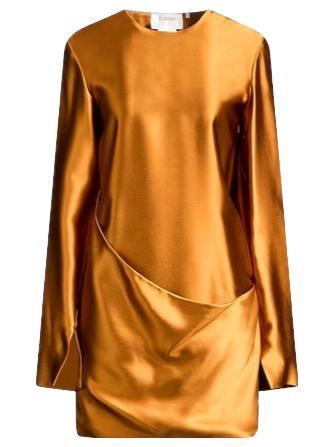 Sportmax Longsleeve Dress With Draped Accents - Gold
