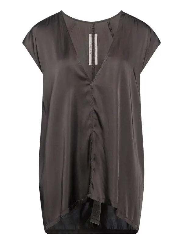 Rick Owens Short Sleeve Deep Neckline Top - Black