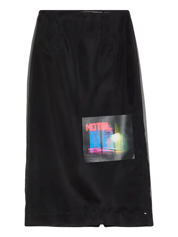 Sportmax Organza Midi Skirt With Print Detail - Black
