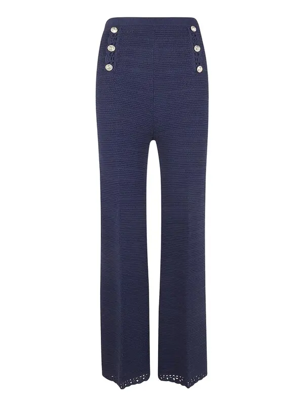 TWINSET Crochet Detailed Knitted Pants - Blue