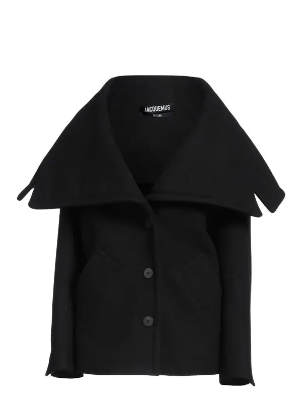Jacquemus Classic Wool Single-breasted Coat - Black