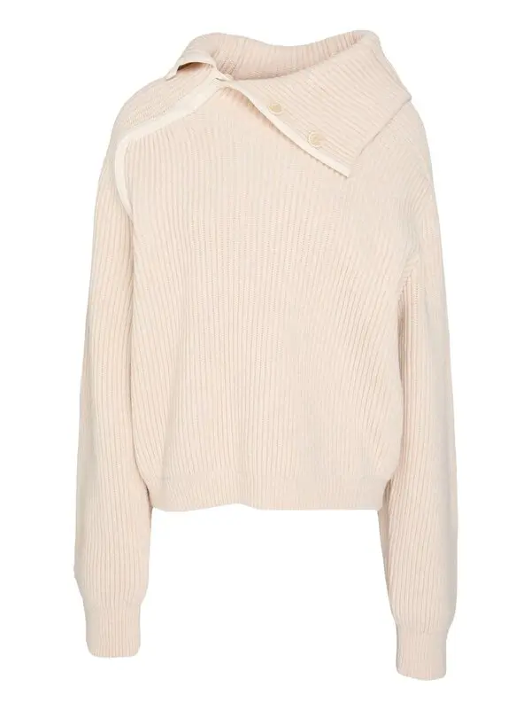 Jacquemus Ribbed Knit Sweater With Buttoned Neckline - No