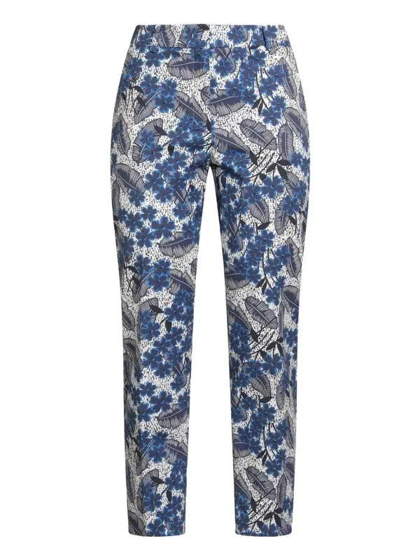 Max Mara Floral Print Tapered Trousers - Blue