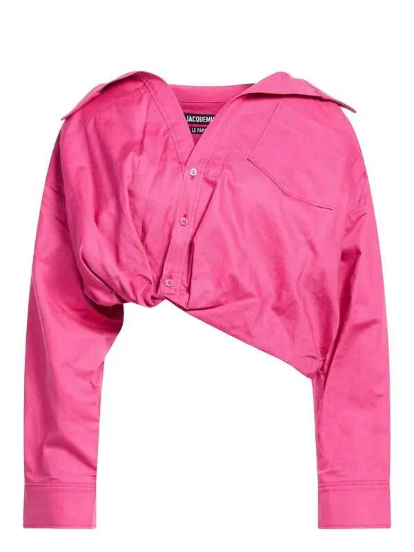 Jacquemus Cropped Solid Shirt With Classic Collar And Button Fastenings - Pink