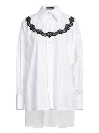 Dolce & Gabbana Twotoned Longsleeve Lace Shirt - White