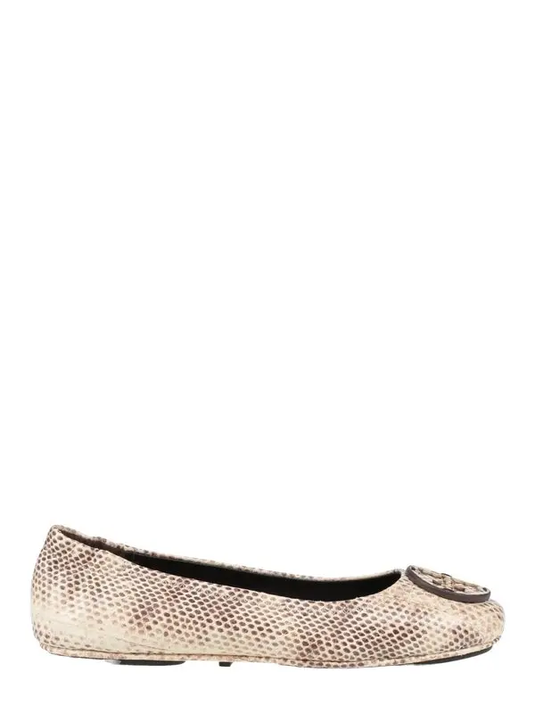 Tory Burch Snake-print Ballet Flats - Camel