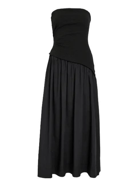Staud Nia Panelled Asymmetric Dress - Black