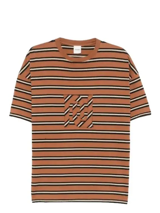 Nanushka Wren Striped T-shirt With Monogram Patch - Brown