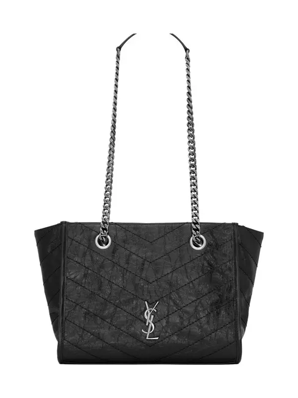 Saint Laurent Niki Small Shopping Bag In Vintage Leather - Black