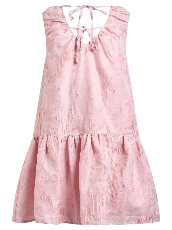 GANNI Jacquard Sleeveless Balloon Dress - Pink