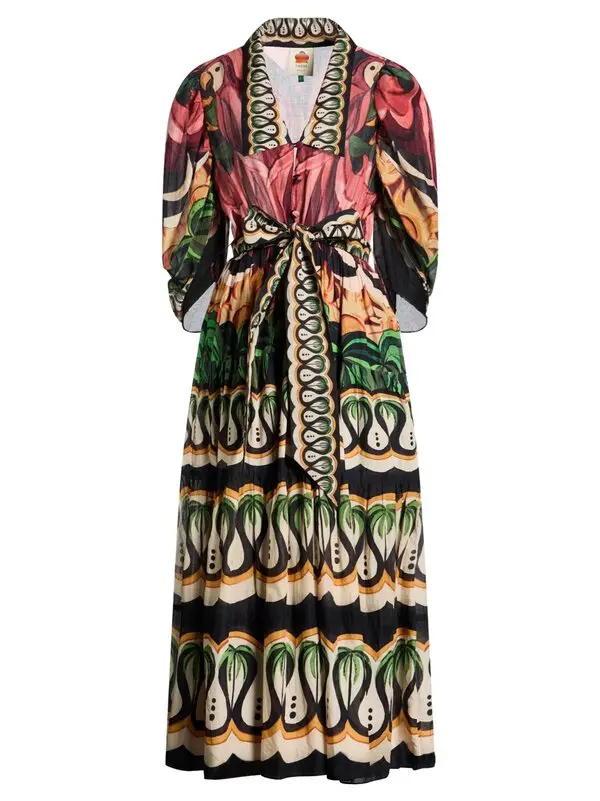 Farm Rio Printed Shirt Dress - Black