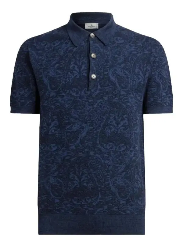 Etro Paisley Jacquard Polo Shirt - Blue