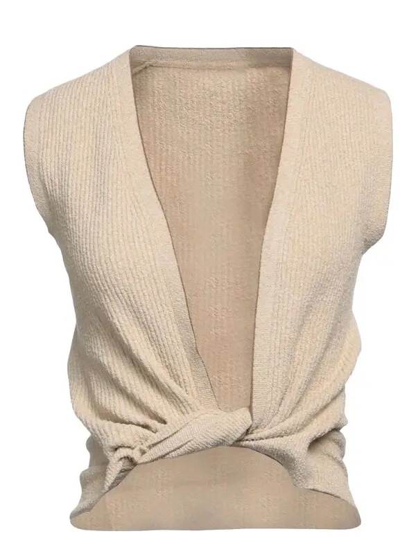 Jacquemus Two-tone Knit Sleeveless Top With Deep V-neck - Beige