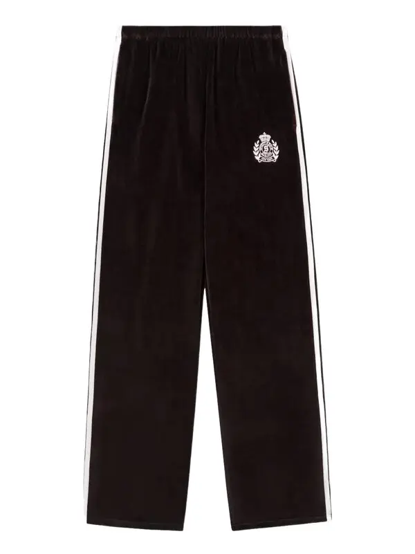 SPORTY  RICH Sporty & Rich Crest Logo Stripe Track Pants - No