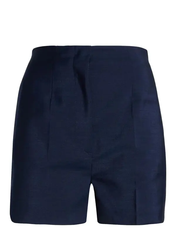 Sportmax Plain Colour Cool Wool Shorts With Crystal Embellishments - Blue