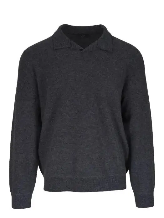 Vince Plush Cashmere Johnny-collar Sweater - Black/medium Gray