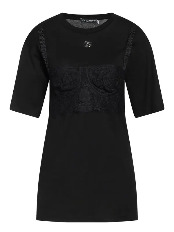 Dolce & Gabbana Solid Color T-shirts - Black