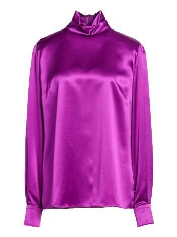 Dolce & Gabbana Satin Turtleneck Long Sleeve Top - No