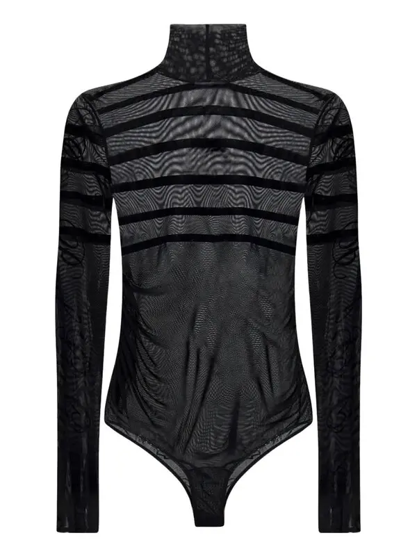 JEAN PAUL GAULTIER Long Sleeve High Neck Bodysuit - Black