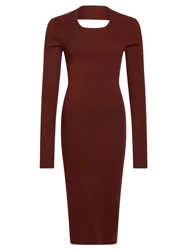 Rick Owens Ribbed Knit Midi Dress With Open Back - Brown