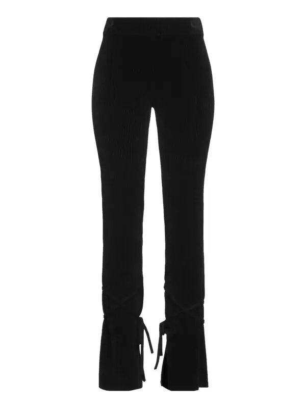 Jacquemus Ribbed Knit Pants With Tie Detail - Black
