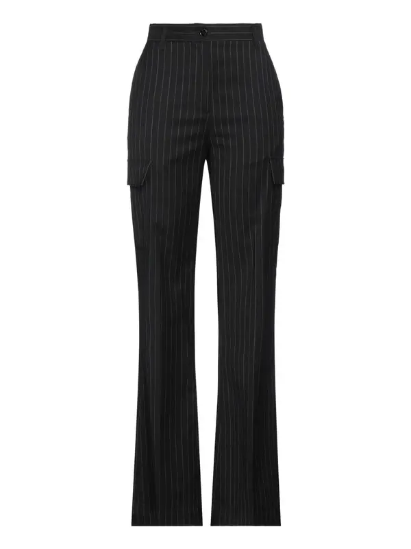 MAISON MARGIELA High Waisted Pinstriped Wide Leg Trousers - Black