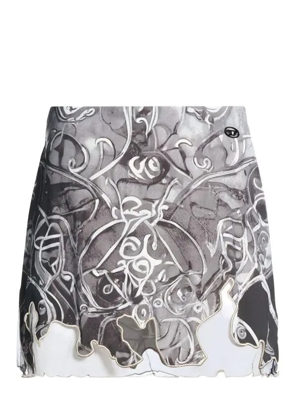 DIESEL® Flared Mini Skirt With Tulle Overlay - Grey