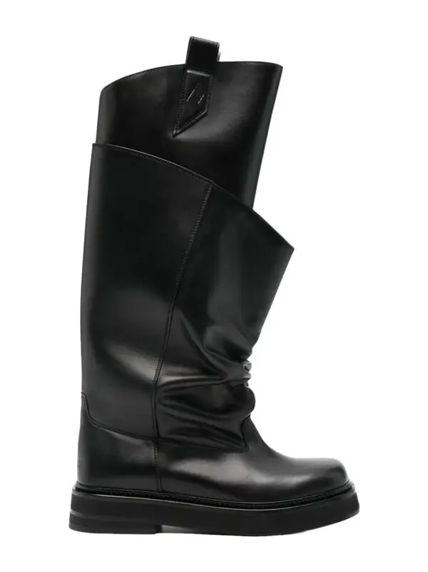 Attico Leather Pull-on Boots - Black