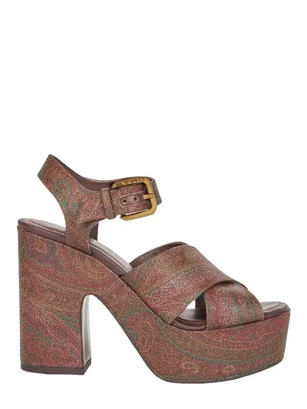 Etro 100mm Paisley Platform Sandals - Brown