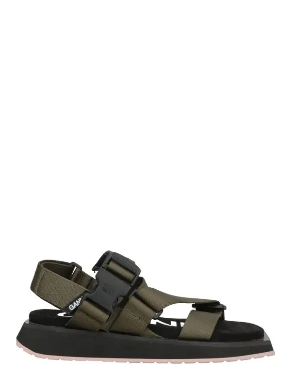 GANNI Strappy Sandals With Hook-and-loop Fastener - Green