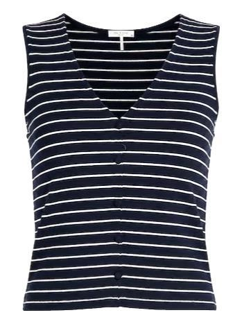 Rag & Bone Striped V-neck Sleeveless Knit Top - Blue