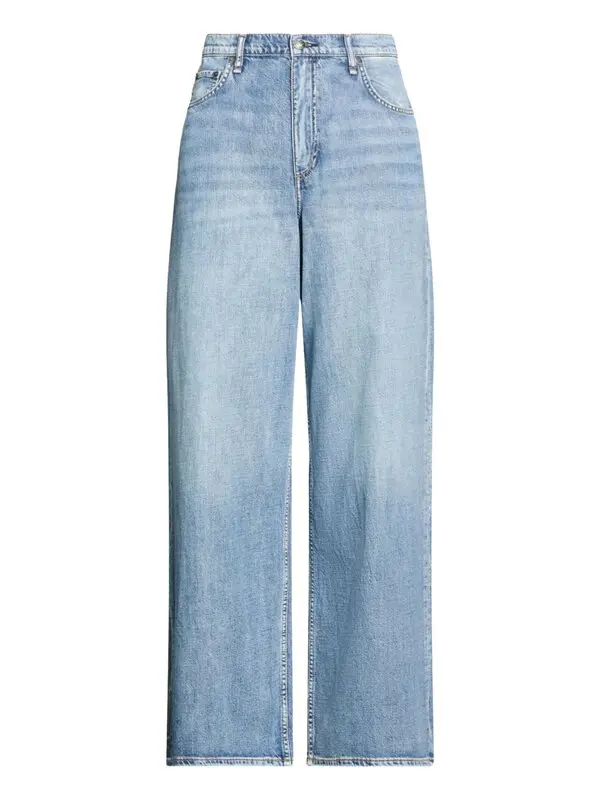 Rag & Bone Wide-leg Denim Trousers With Appliqués - Blue