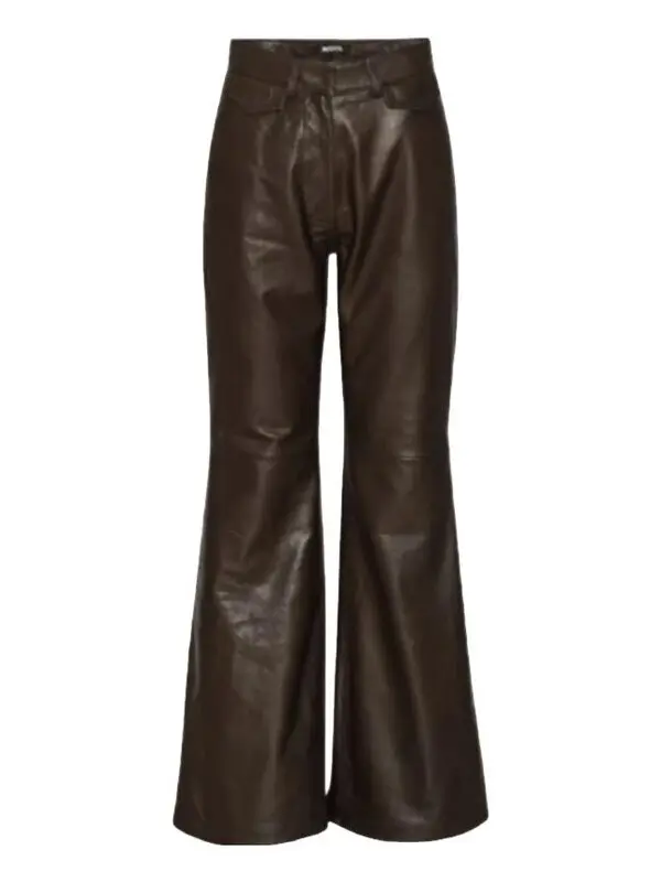 ROTATE BY BIRGER CHRISTENSEN Leather Trousers - Dark Brown