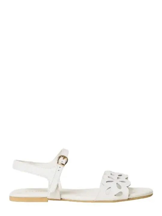 TWINSET Floral Detail Leather Sandals - White