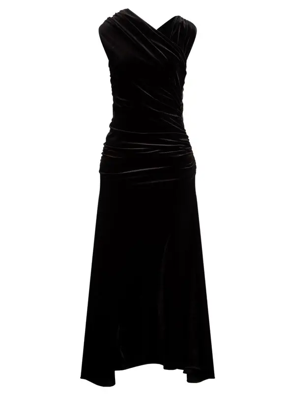 GANNI Flared Chenille Dress - Black