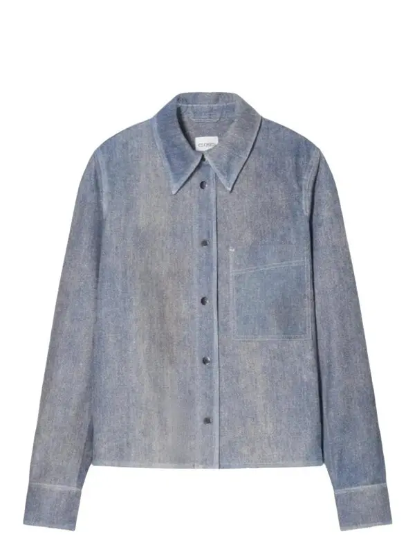 Closed Press-stud Leather Jacket - Gray