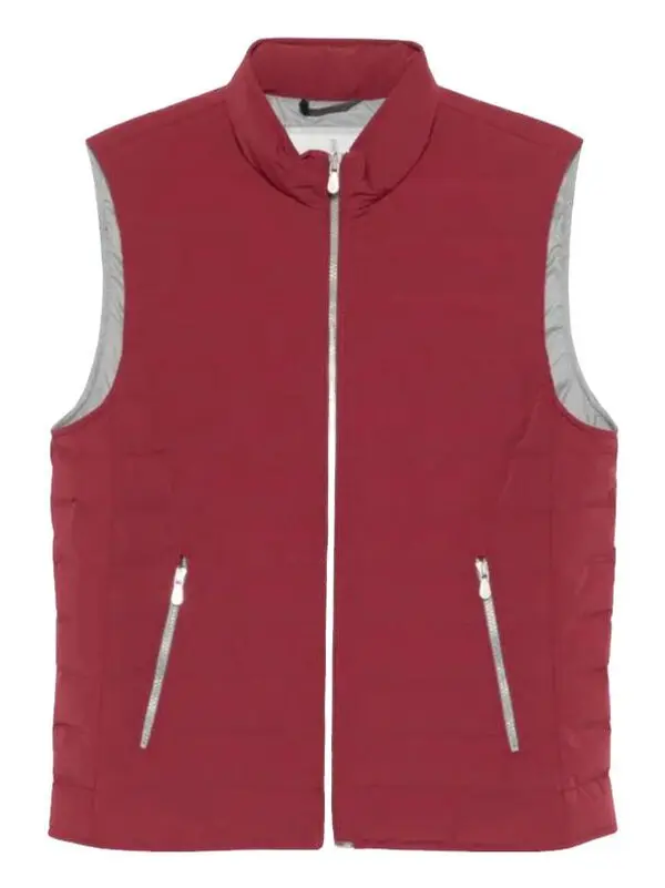 Brunello Cucinelli Sleeveless Down Jacket With Stand Collar - Wine Red