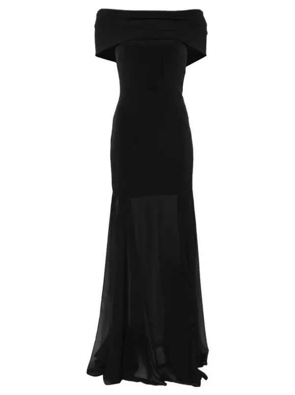 ANIYE BY Off-the-shoulder Sheer-panel Maxi Dress - Black